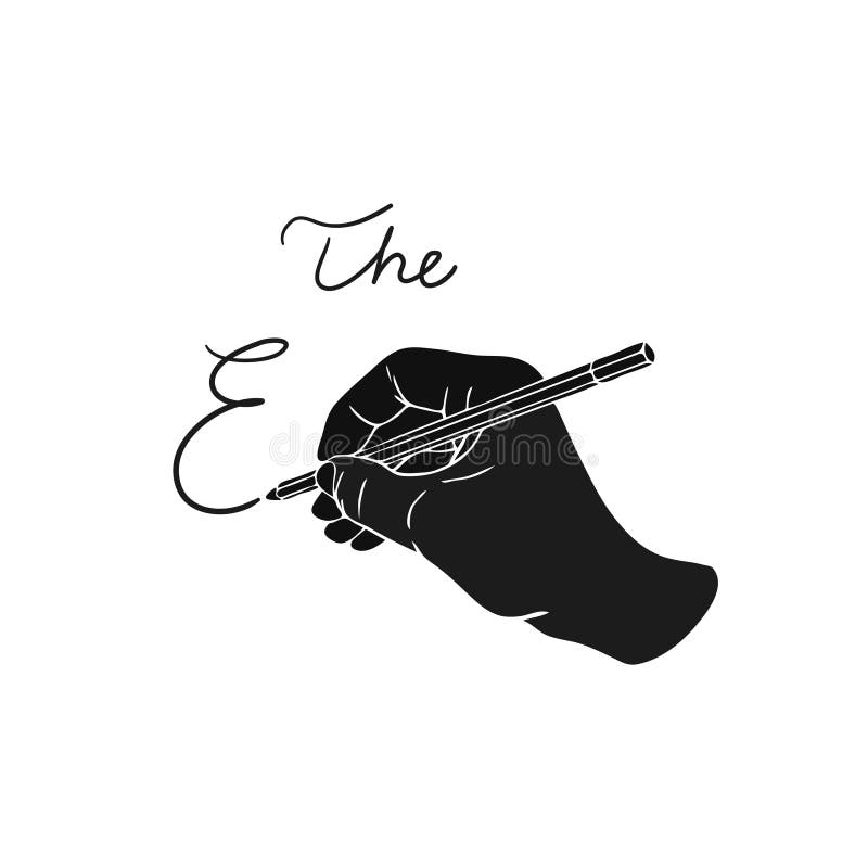 Hand, Writing with a Pencil the END Stock Vector - Illustration of ...