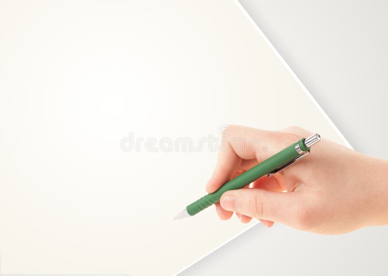Hand Writing on Plain Empty White Paper Copy Space Stock Illustration ...
