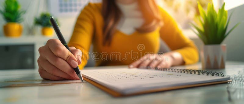 Hand Writing in a Planner or Calendar. Generative Ai Stock Illustration ...