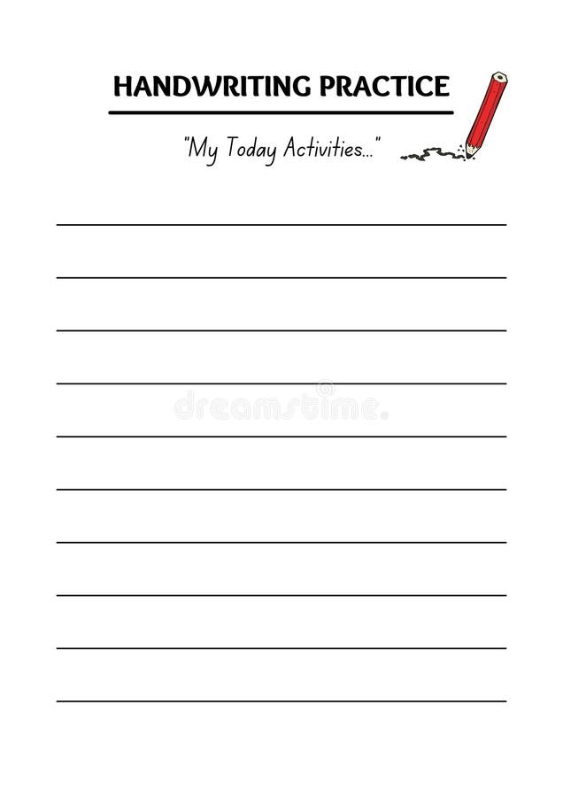 High Resolution Hand Writing Practise Printable Template Stock ...