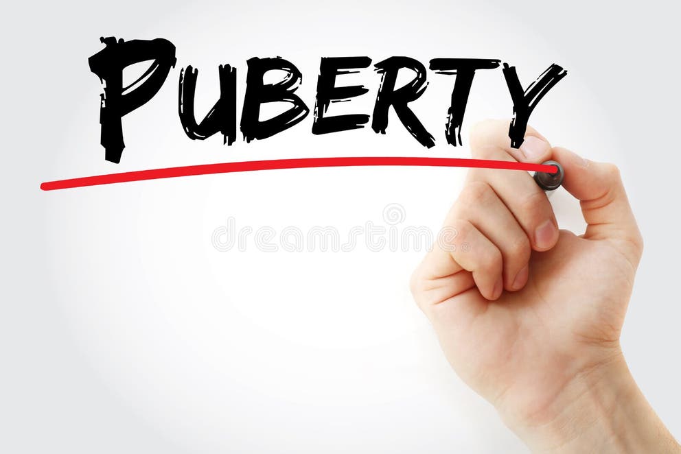 Hand Writing Puberty with Marker, Concept Background Stock Photo ...