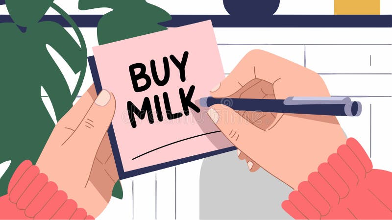 Hand Writing a Reminder on a Pink Sticky Note. Stock Vector ...