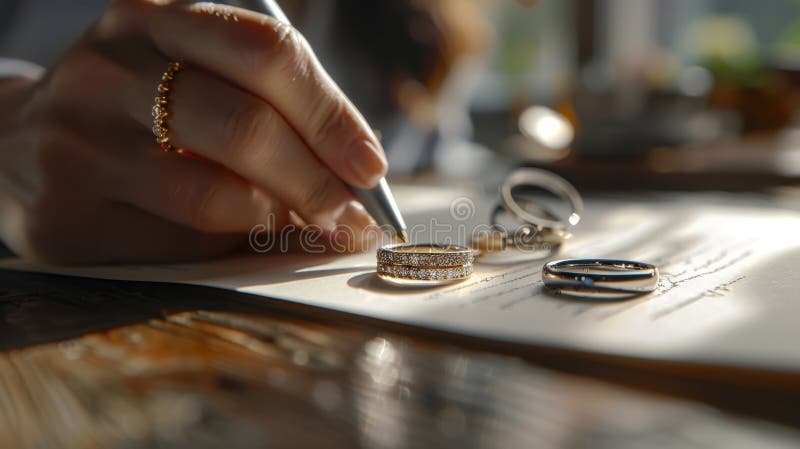 The Hand Writing beside Rings. AI Generated Stock Image - Image of ...