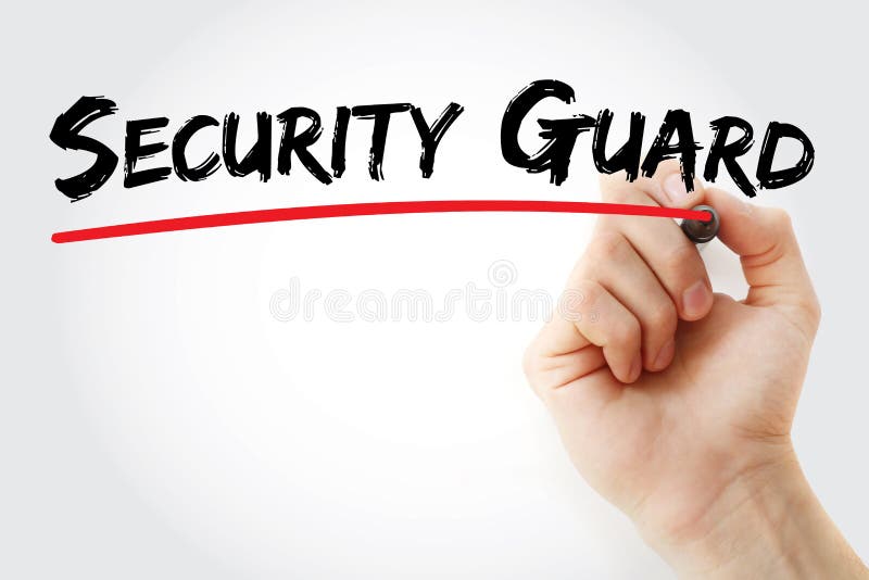 Hand Writing Security Guard with Marker, Concept Background Stock Image ...