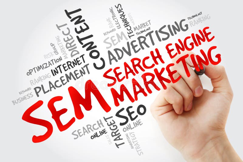Hand Writing SEM Search Engine Marketing Word Cloud Business Concept ...