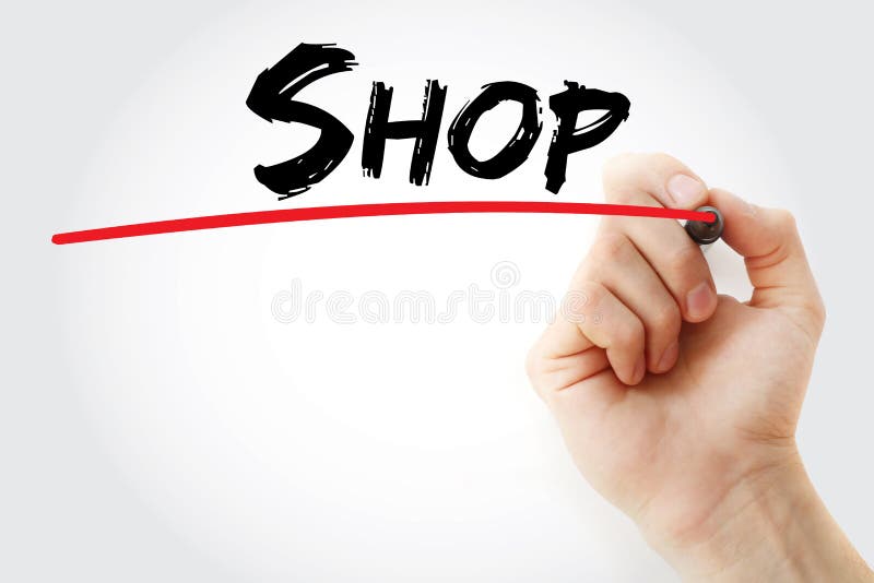 Hand Writing Shop with Marker Stock Illustration - Illustration of mall ...