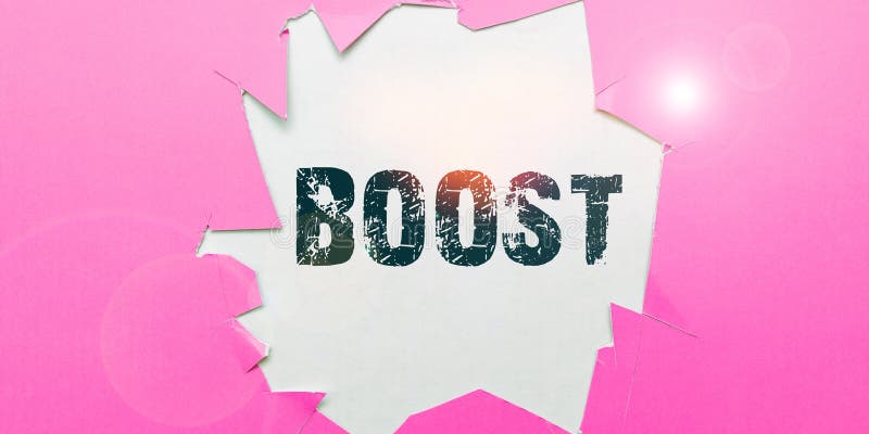 Hand Writing Sign Boost. Concept Meaning a Source of Help or ...