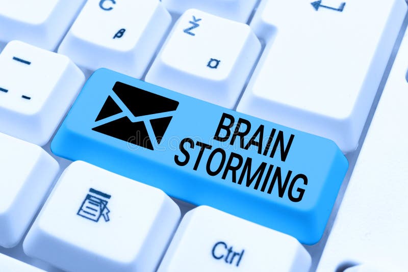 Hand Writing Sign Brain Storming. Business Idea Stimulating Creative ...