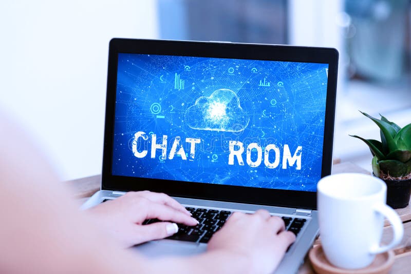 Hand Writing Sign Chat Room. Concept Meaning Area on the Internet or ...