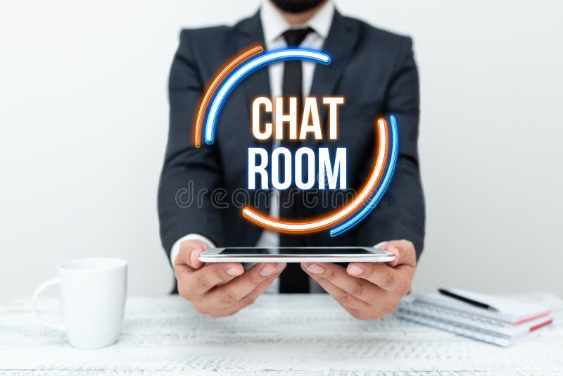 Hand Writing Sign Chat Room. Internet Concept Area on the Internet or ...