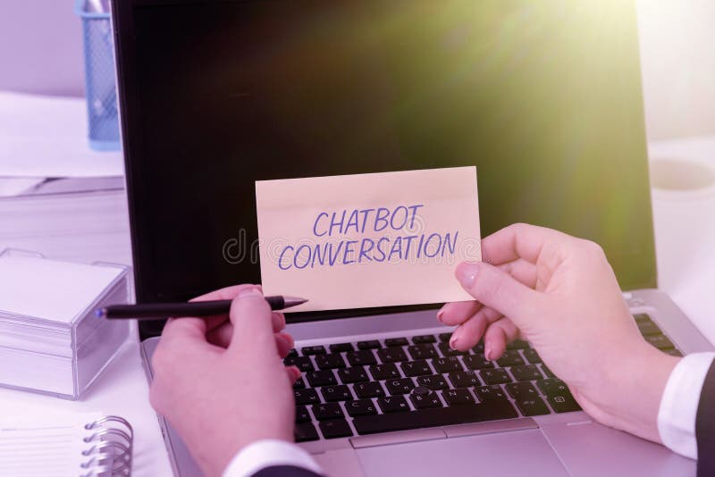 Hand Writing Sign Chatbot Conversation. Business Approach Chatting with ...