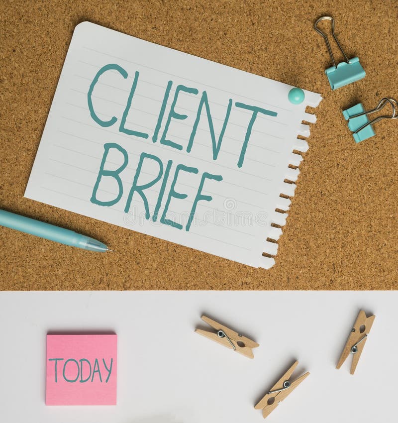 Hand Writing Sign Client Brief. Business Showcase a Documents Bounded ...