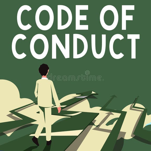 Text Caption Presenting Code of Conduct. Business Concept Ethics Rules ...