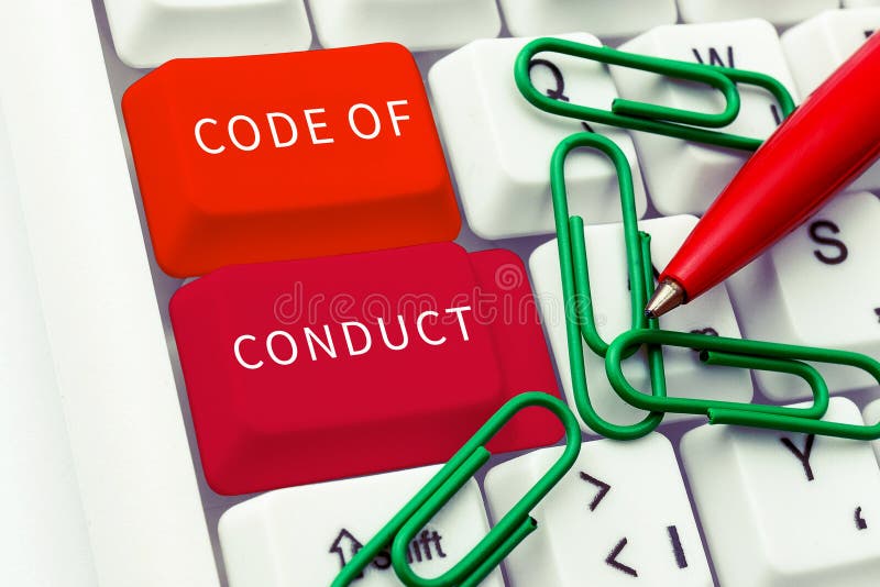 Hand Writing Sign Code of Conduct. Concept Meaning Ethics Rules Moral ... Hand Writing Sign Code of Conduct. Concept Meaning Ethics Rules Moral ...