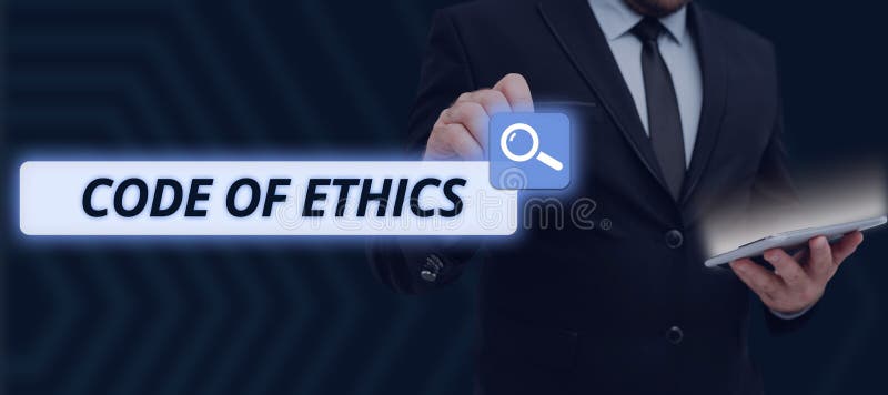 Hand Writing Sign Code of Ethics. Internet Concept Moral Rules Ethical ...