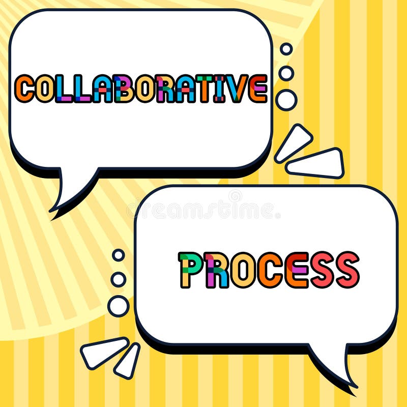 Hand Writing Sign Collaborative Process. Business Overview People and ...