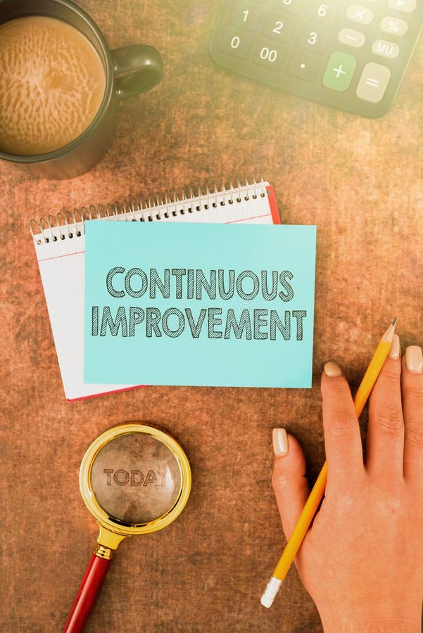Hand Writing Sign Continuous Improvement. Business Overview Ongoing ...