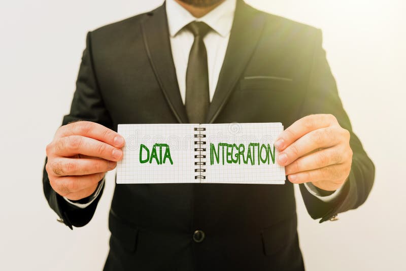 Hand Writing Sign Data Integration. Business Idea Combination of ...