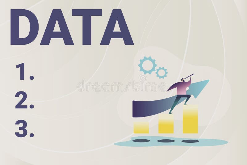 Hand Writing Sign Data. Word Written on Piece of Information Facts and ...