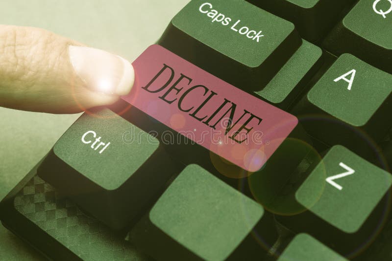 Text Sign Showing Decline. Conceptual Photo Become Smaller Fewer less ...