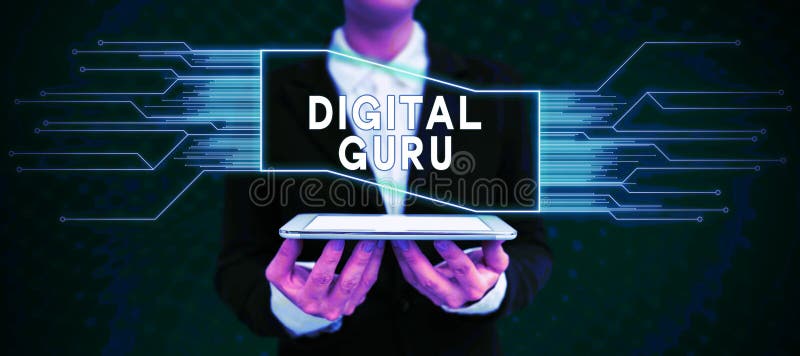Hand Writing Sign Digital Guru. Word Written on Teacher and ...