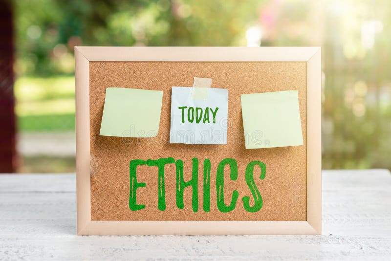 Hand Writing Sign Ethics. Word Written on the Moral Philosophy or Code ...