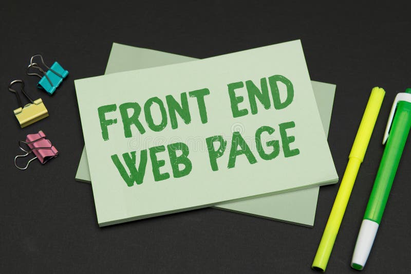 Hand Writing Sign Front End Web Page. Business Idea Altering Data To Graphical Interface for ...