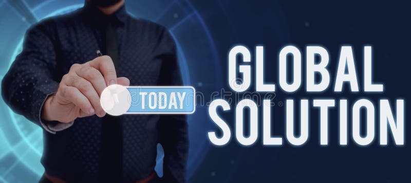 Hand Writing Sign Global Solution. Internet Concept Dealing with a ...