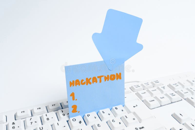 Hand Writing Sign Hackathon. Conceptual Photo Event Where Large Number ... Hand Writing Sign Hackathon. Conceptual Photo Event Where Large Number ...