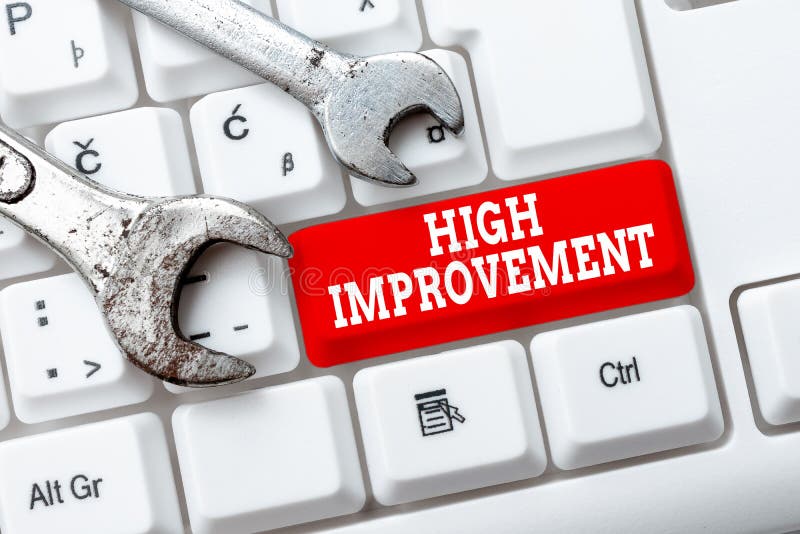 Hand Writing Sign High Improvement. Business Showcase Addition or ...