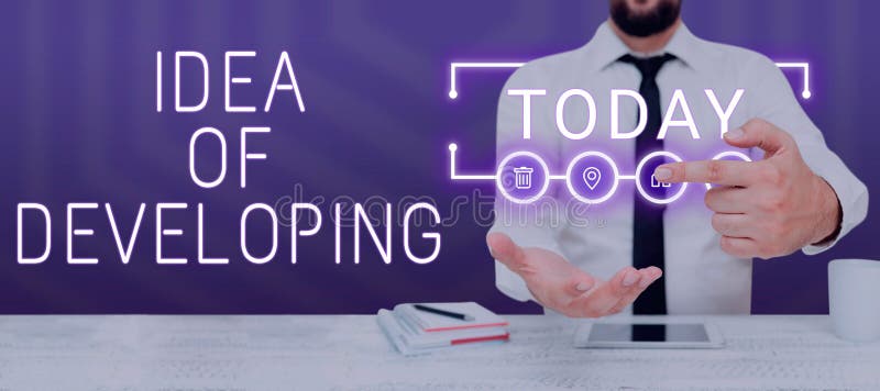 Hand Writing Sign Idea of Developing. Business Idea Startup Launch ...