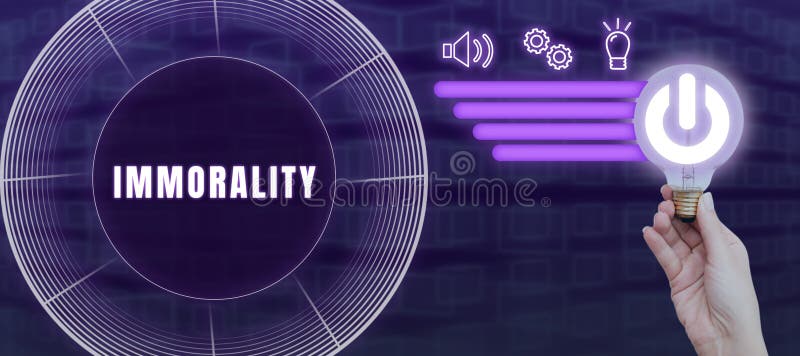 Hand Writing Sign Immorality. Internet Concept the State or Quality of ...