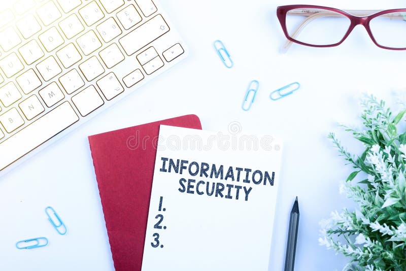 Hand Writing Sign Information Security. Word Written on INFOSEC ...