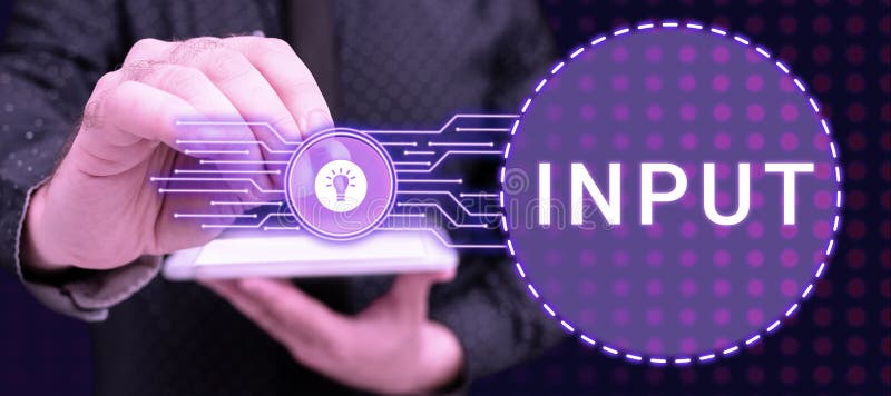 Hand Writing Sign Input. Concept Meaning Place Where Device through ...