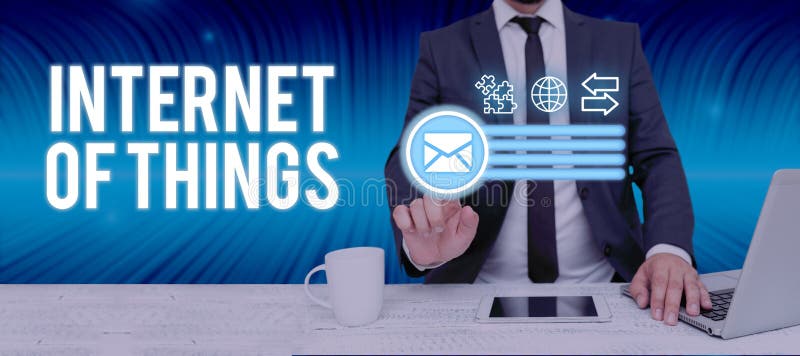 Hand Writing Sign Internet of Thingsconnection of Devices To the Net To ...