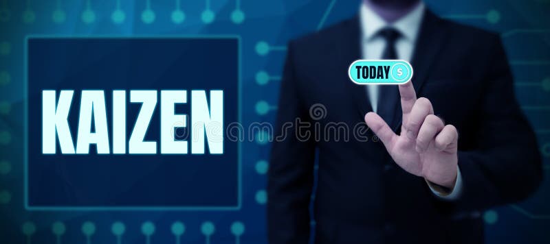 Hand Writing Sign Kaizen. Business Showcase a Japanese Business ... Hand Writing Sign Kaizen. Business Showcase a Japanese Business ...