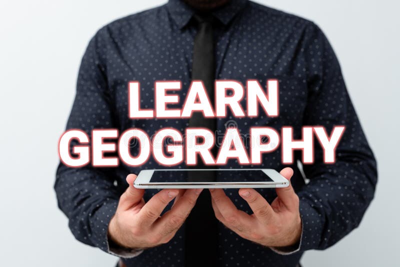 Hand Writing Sign Learn Geography. Word Written on Study of Physical ...