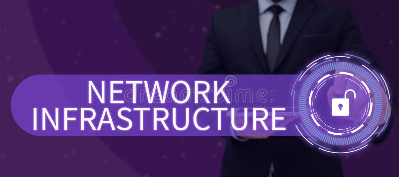 Hand Writing Sign Network Infrastructure. Business Showcase Hardware ...