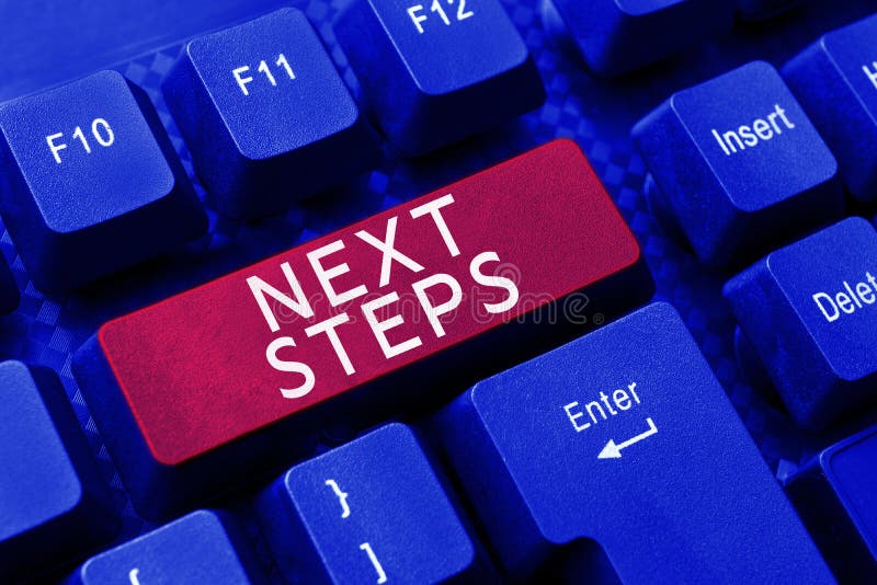 Handwriting Text Next Steps. Conceptual Photo Numper of Process Going ...