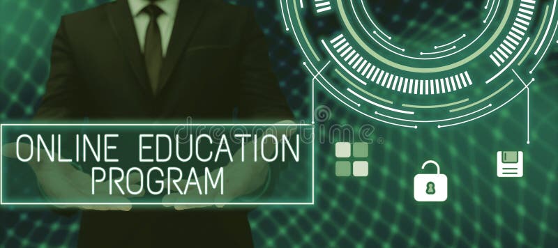 Hand Writing Sign Online Education Program. Business Showcase Software ...