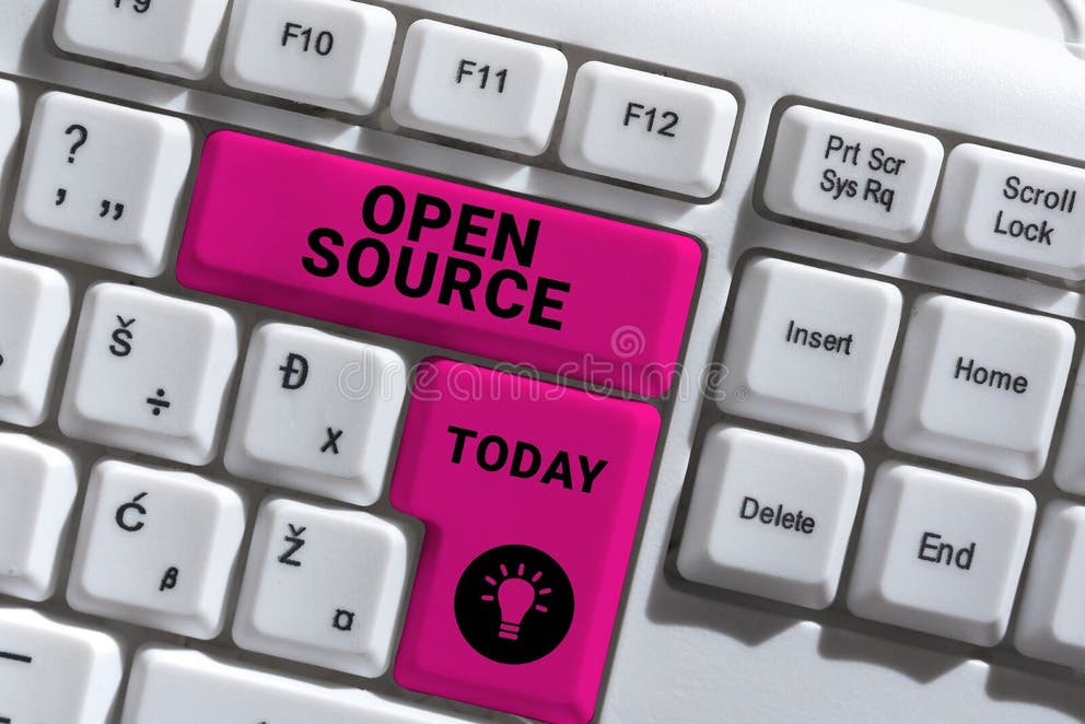 Hand Writing Sign Open Source. Internet Concept Contains the Source Code that Can Be Modified ...