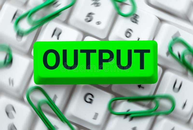Text Sign Showing Output Word For The Final Result Of Something Or How