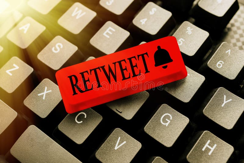 Hand Writing Sign Retweet. Word Written on in Twitter Repost or Forward ...