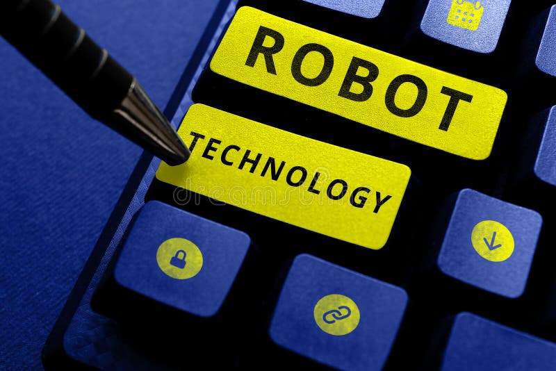 Hand Writing Sign Robot Technology. Business Concept Develop Machines ...