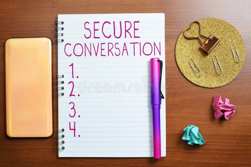 Hand Writing Sign Secure Conversation. Business Idea Secured Encrypted ...