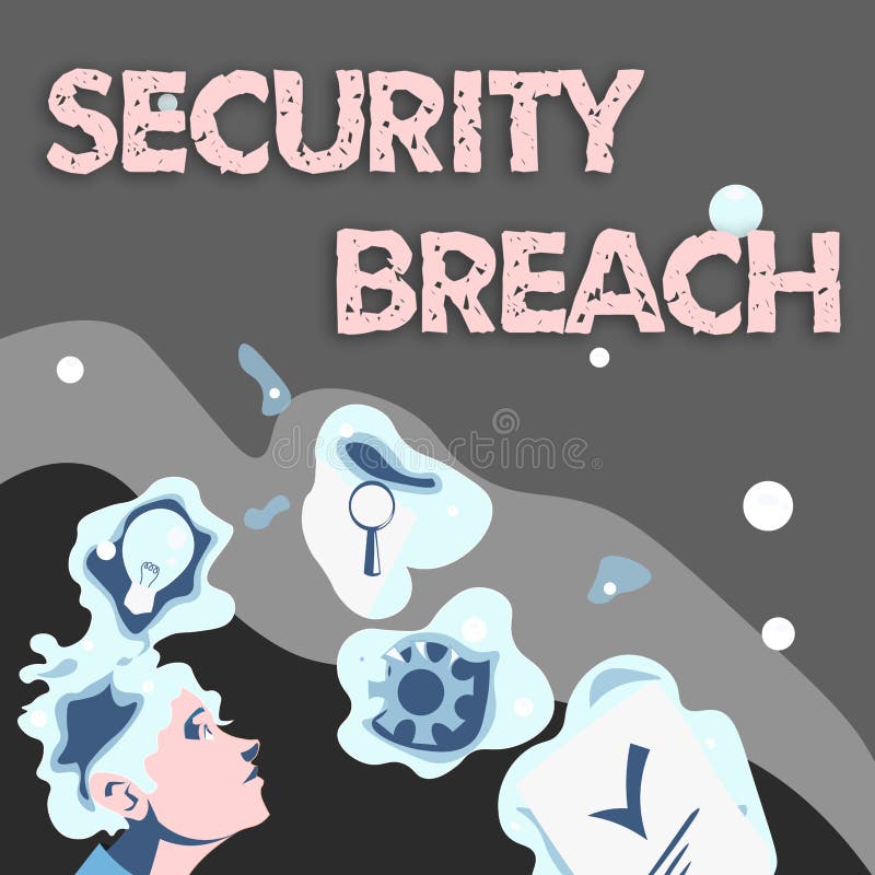 Hand Writing Sign Security Breach. Word for Unauthorized Access of Data ...