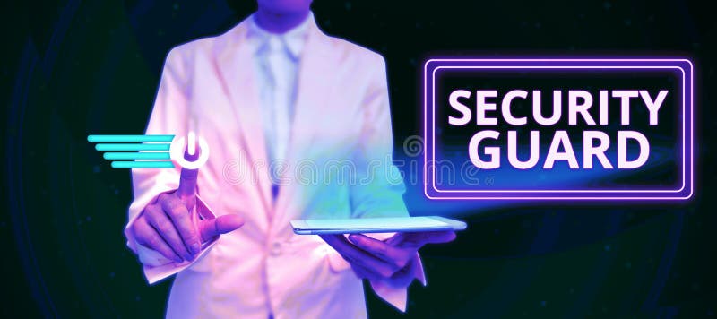 Hand Writing Sign Security Guard. Word Written on Tools Used To Manage ... Hand Writing Sign Security Guard. Word Written on Tools Used To Manage ...