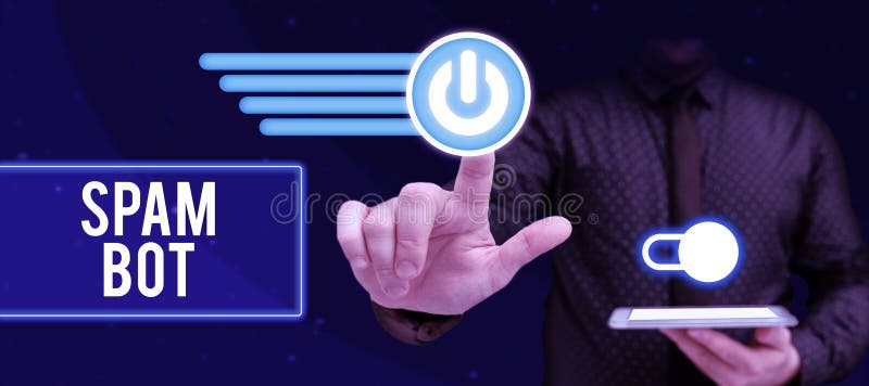 Hand Writing Sign Spam Bot. Business Idea Autonomous Program on the ...