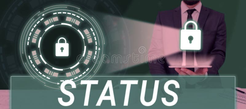 Writing Displaying Text Status. Business Overview Situation at a ...