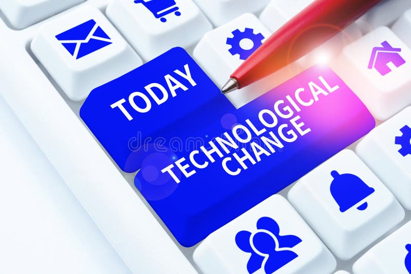 Hand Writing Sign Technological Change. Word Written on Increase in the ...